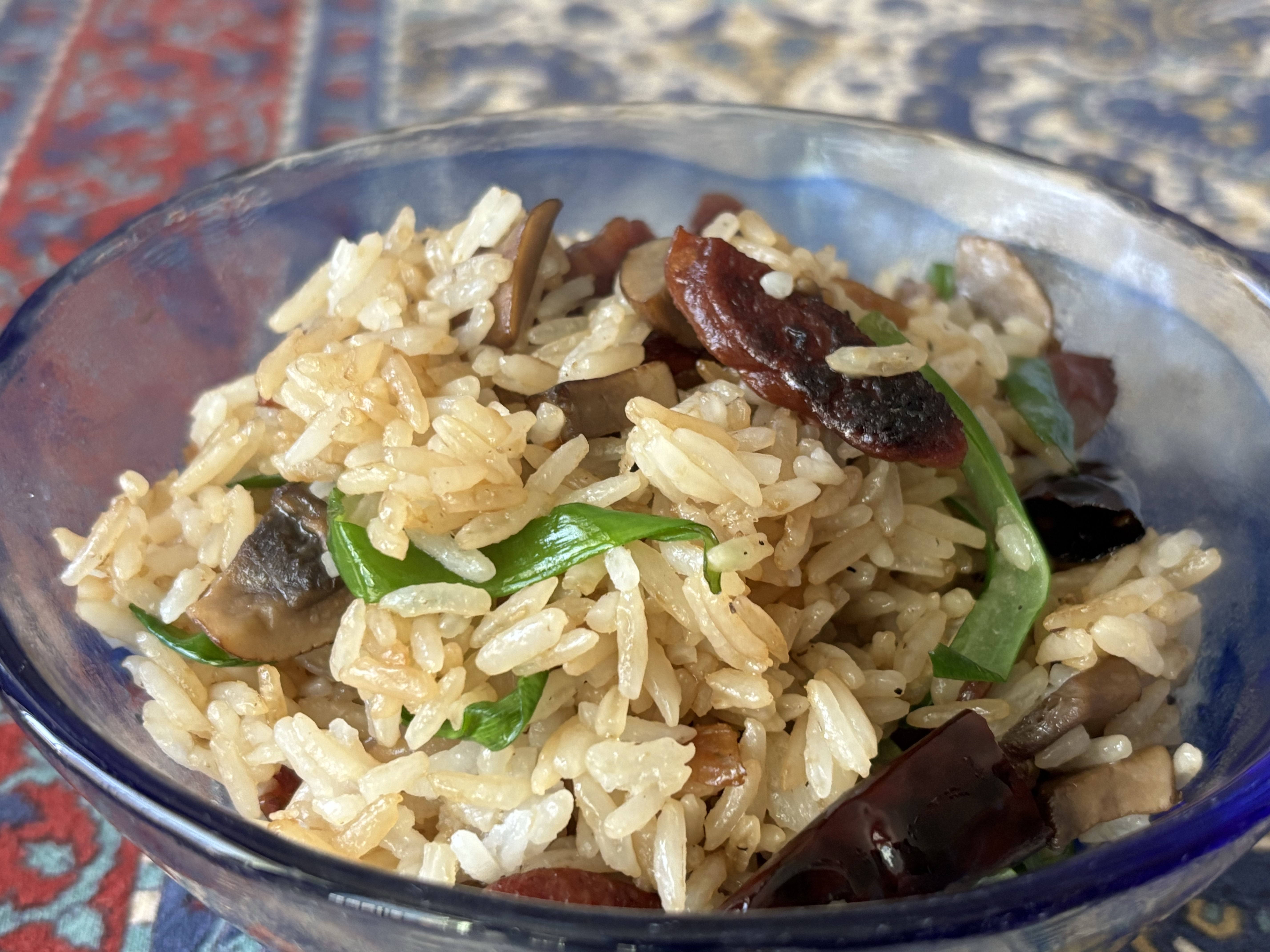 Quasi-sticky rice with Chinese sausage and mushroom – Cooking Adventures